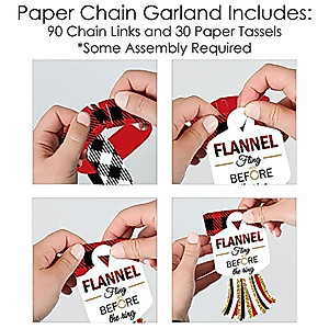 Big Dot of Happiness Flannel Fling Before the Ring - 90 Chain Links and 30 Paper Tassels Decoration Kit - Buffalo Plaid Bachelorette Party Paper Chains Garland - 21 feet