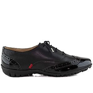 Womens Casual Comfortable Genuine Leather Lightweight Performance Spikeless Breathable Waterproof Cushion Support Laceup Golf Shoe Black Soft Patent 7.5