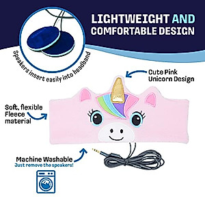 CozyPhones Over The Ear Headband Headphones - Kids Headphones Volume Limited with Thin Speakers & Super Soft Stretchy Headband - Pink Unicorn