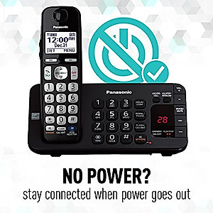 Panasonic KX-TGE243B DECT 6.0 Expandable Digital Cordless Answering System, 3 Handsets,Black