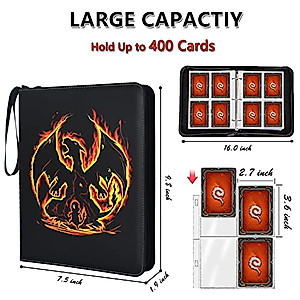 LIMSTDIC Card Binder for Pokemon Cards, 4 Pockets Up to 400 Cards Binder Compatible with Pokemon Trading Cards, MTG Cards, Portable Waterproof Card Storage Bag with Sleeves for Game Cards Collection