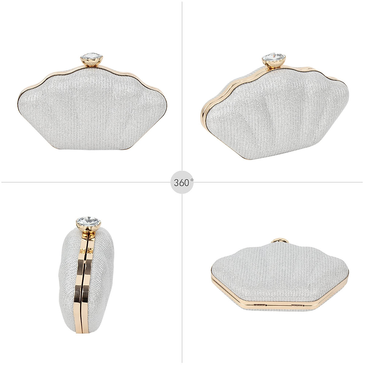 Women Mini Sequins Seashell Evening Clutch Chain Strap Cross-body Bag