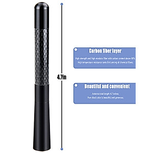 Tecreddy Universal Car Antenna Mast Carbon Fiber Truck Vehicle Replacement Short Antenna 4.7 inch Compatible with Ford, Dodge, Jeep, Toyota, Nissan, Mazda