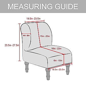 UCCONO Armless Accent Chair Slipcovers, Thick Velvet Slipper Accent Chair Covers Hotel Oversized Big Chairs, Removable Furniture Protector with Elastic Bottom, Machine Washable (Grey)