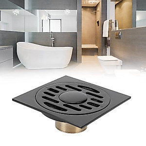Black Floor Drain Concealed, Bathroom Sink & Bathtub Accessories Drain Strainers Shower Drain Set Square Drain Strainer Part with Removable Cover for Bathroom Kitchen 10x10x0.3cm