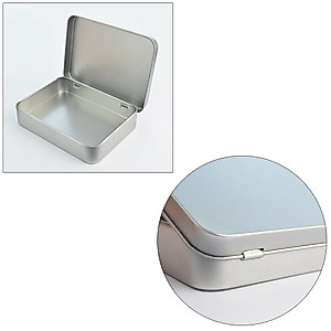 Wobe 12pcs Metal Rectangular Empty Hinged Tins Box Containers 4.5x3.3x0.9 in, Mini Portable Box Small Storage Kit Home Organizer Holders for First Aid Kit, Survival Kits, Storage, Herbs Pills Crafts