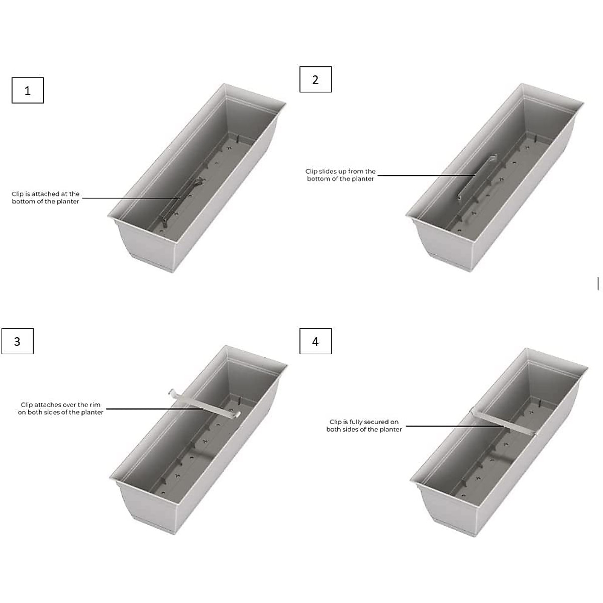 The HC Companies 30 Inch Eclipse Window Planter - Indoor Outdoor Rectangular Plant Pot with Removable Saucer for Flowers, Herbs, White