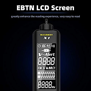 MAXRIENY Voltage Detector, EBTN LCD 3-Line Display Voltage Tester Pen with Adjustable Sensitivity, Non-Contact AC Electricity Sensor Socket Outlet Tester Live Wire Checker with Analog Bar