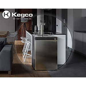 Kegco 3PK309X-2 Keg Dispenser, 2 Tap, Black Stainless Steel