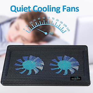 AICHESON Laptop Cooling Pad 2 1000RPM Fans Portable Computer Cooler, Blue LEDs, S007