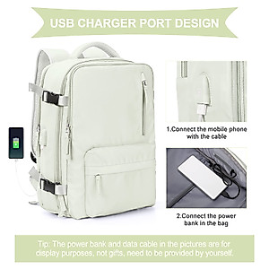 Carry On Backpack for Women, Airline Approved Personal Item Large Travel Backpack Flight Approved, Waterproof Laptop Bag Business Work Gym Backpacks Men Beige White Mochila De Viaje