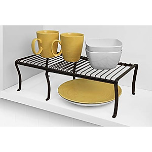 Spectrum Diversified Ashley Shelf Sturdy Steel Wire Storage Shelf & Cabinet Organizer, Expands to Fit Kitchen & Bathroom Cabinets, Rust-Resistant Finish, Bronze