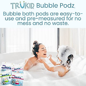 TruKid Bubble Podz Bubble Bath for Baby & Kids, Gentle Refreshing Bath Bomb for Sensitive Skin, pH Balance 7 for Eye Sensitivity, Natural Moisturizers and Ingredients, Lavender (10 Podz)