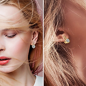 LINKTION Gold Earrings for Women Trendy, 14k Gold Hoop Plated Drop Dangle Earrings for Women Mens and Teacher, Ear Buds Cute Hypoallergenic Earrings Ear Studs Lightweight Jewelry Gift