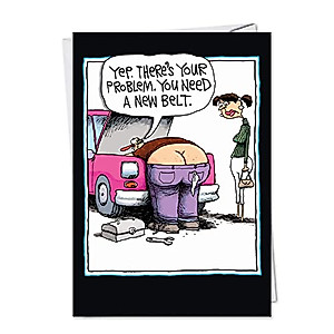 NobleWorks - Funny Birthday Greeting Card with Envelope (4.63 x 6.75 Inch) - New Belt 4323
