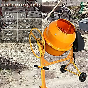 GIVIMO 4.2 CU FT Electric Cement Mixer Electric Concrete Mixer 1/2 HP 120 L Construction Mortar Stone Cement Mixing Machine 30RPM
