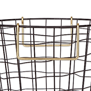 DII Metal Wire Mesh Stackable Utility Storage Bin, Small Round, 12x12x10, Black/Gold