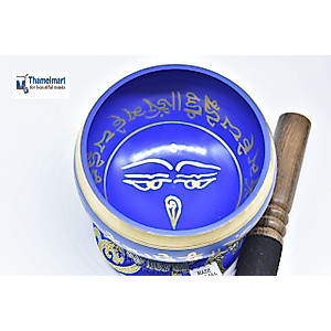 5 Inch Tibetan Meditation Yoga Singing Bowl Set with free,wooden Mallet Silk Cushion and Carry bag from Nepal, Singing bowls.