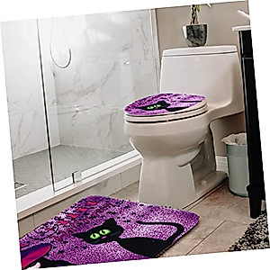 Zerodeko 3pcs Toilet Seat Three Piece Set Toilet Floor Mat Shower Curtain Set Toilet Cover Seat Toilet Floor Mat Set Toliet Cover Toilet Seat Cover Purple Halloween Polyester (Polyester