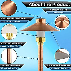 MIK Solutions LED Pathway 126 Landscape Light 12V Solid Copper Low Voltage 4W G4 LED Light Bulb Warm White Included Outdoor Mushroom Security Garden Patio Area Light for Beautiful Bright Long Lasting