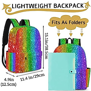 Bardic Backpack for Kids Kindergarten Boys Girls Backpack Metal Double Zipper Lightweight School Bookbag Travel Backpack - Rainbow Glitter Star