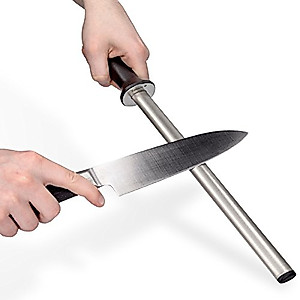 Navaris Diamond Sharpening Steel - 12" (31cm) Oval Knife Rod Sharpener for Honing Kitchen Knives - Lightweight and Durable for Home or Pro Use