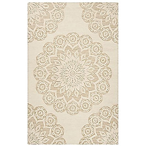 SAFAVIEH Blossom Collection 6' x 9' Ivory/Beige BLM108B Handmade Premium Wool Living Room Dining Bedroom Area Rug