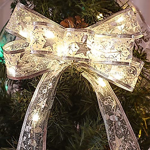Christmas Ribbon String Lights 13.12FT 50 LED Christmas Tree Decorations Fairy Lights Battery Powered LED Strip Lights Indoor Outdoor Xmas Home Weddings New Year Party Décor (Warm White )