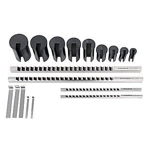 Accusize Industrial Tools - No.10 HSS Keyway Broach Set, 18 Pcs with Precision Ground Teeth, Includes 4 Broaches & 9 Bushings, 5100-0010