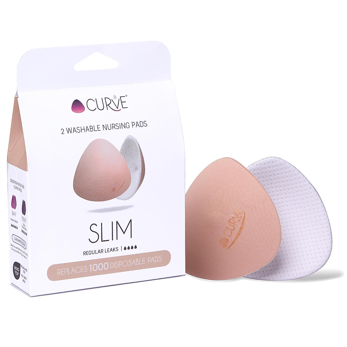 CURVE BY CACHECOEUR Essential Slim Nursing Pads: Stay Dry All Day, Reusable & Eco-Friendly. Say Goodbye to Disposable Pads