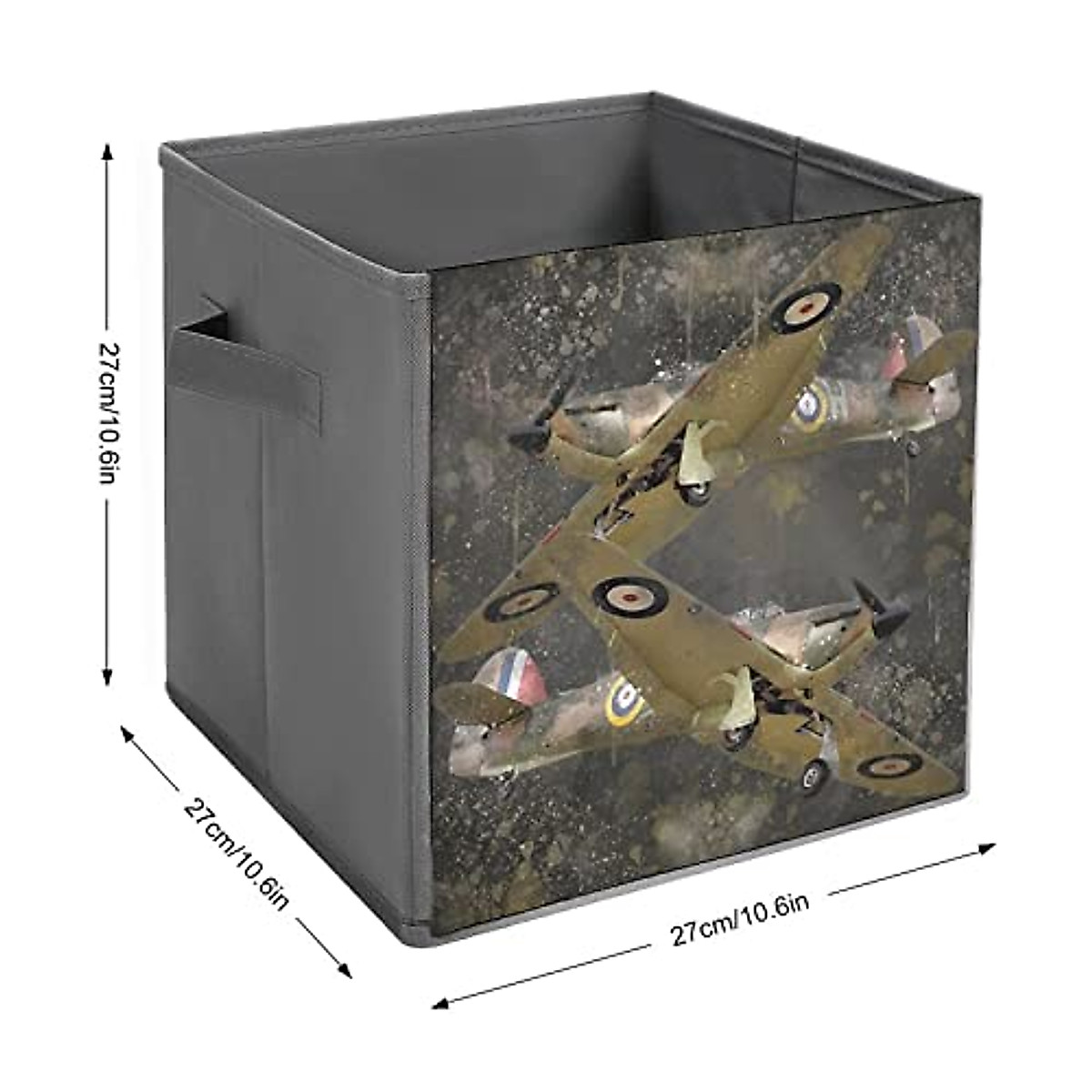 Watercolour Grunge and Splatter PU Leather Collapsible Storage Bins Canvas Cube Organizer Basket with Handles