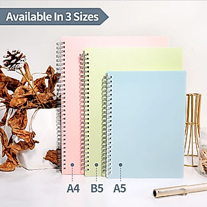 SUNEE Dotted Spiral Notebook - 4 Pack Large Bullet Journals 8.5 x 11 Inches 5 x 5mm Dot Grid Paper 80 Sheets/160 Pages - Journals for Study and Notes (pink, blue, green, purple)