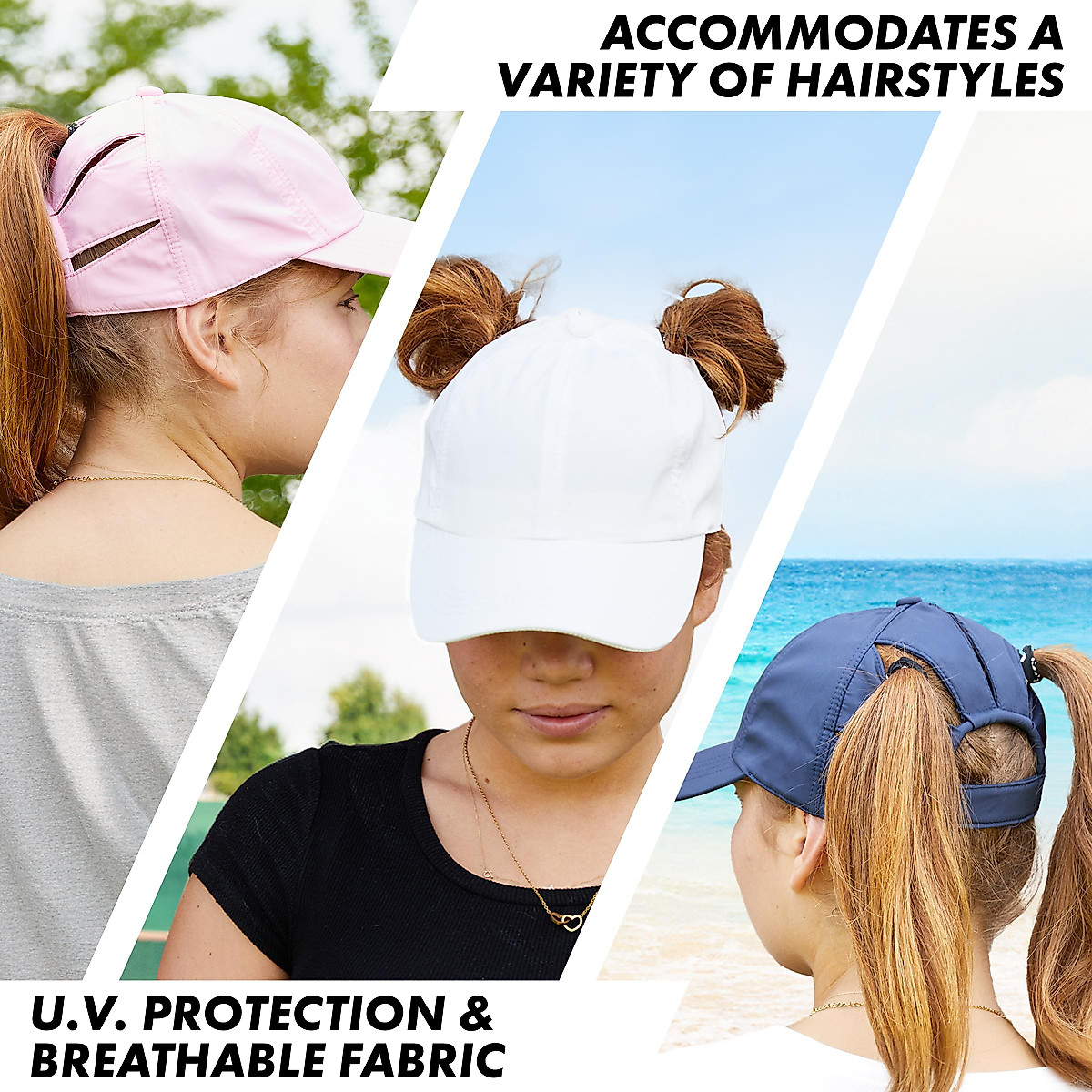 Funky Junque Sunshine Messy Bun High Ponytail Hat - White