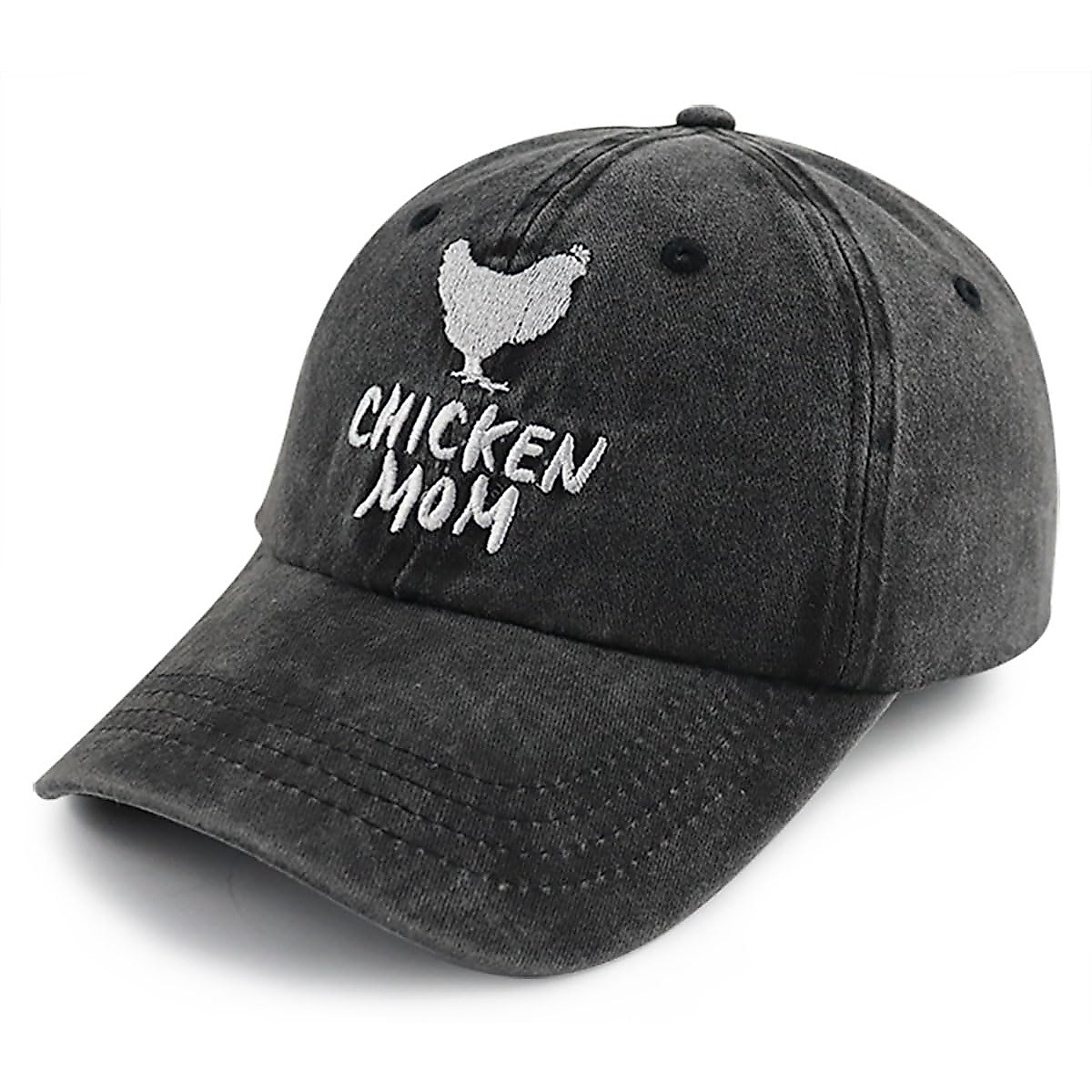 Chicken Hat for Women Mom Mama Mother, Adjustable Cotton Embroidered Farm Hen Baseball Cap, Thanksgiving Mothers Day Birthday Chicken Gifts for Mommy Grandma Chickens Owners Farmer Lover Black