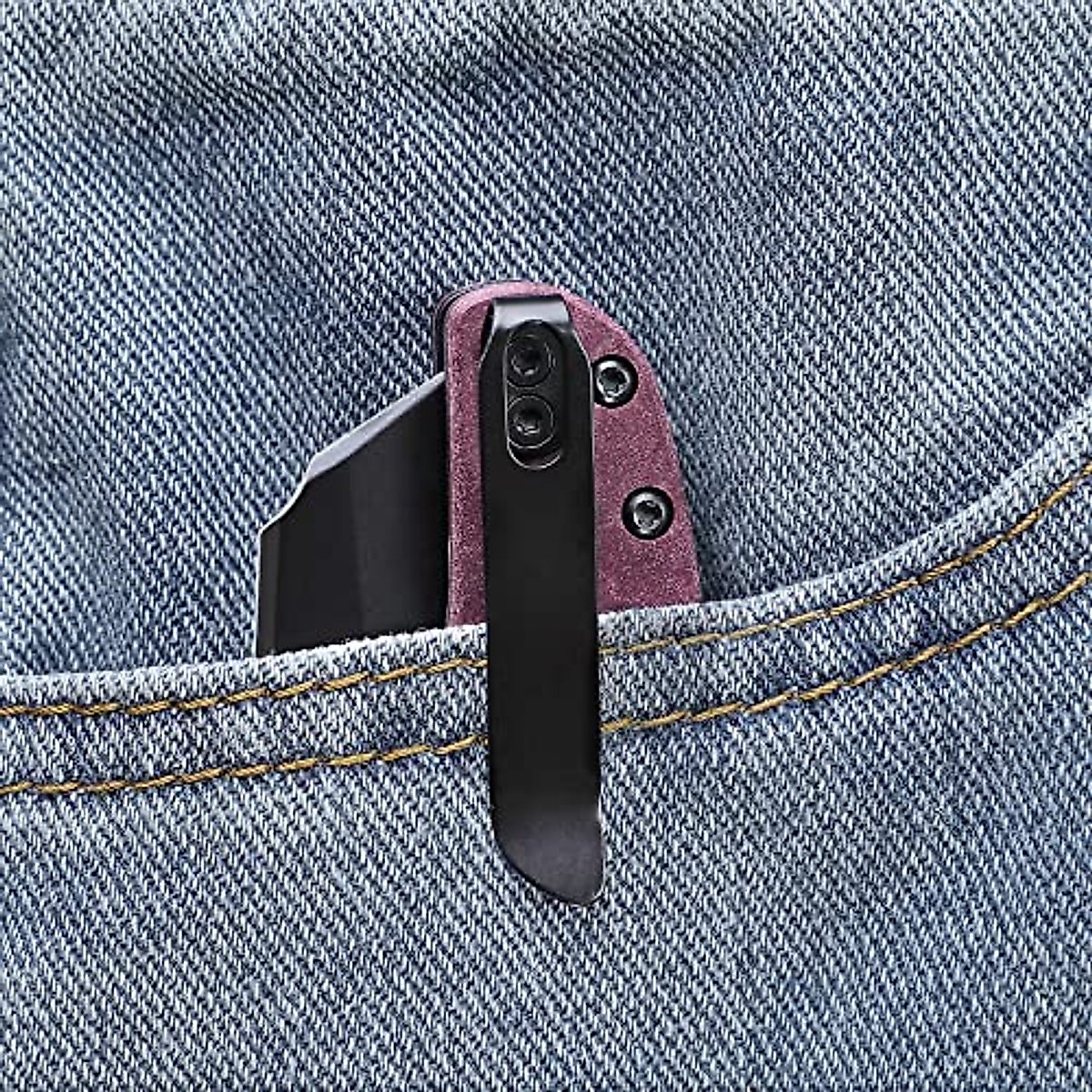 Kizer C01c(Mini) EDC Knife Sheepdog Red Richlite Handle, 4V Pocket Folding Knife, Removable Flipper Tab V3488A5