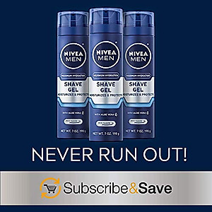 NIVEA MEN Maximum Hydration Shave Gel with Aloe Vera and Provitamin B5, 3 Pack of 7 Oz Cans