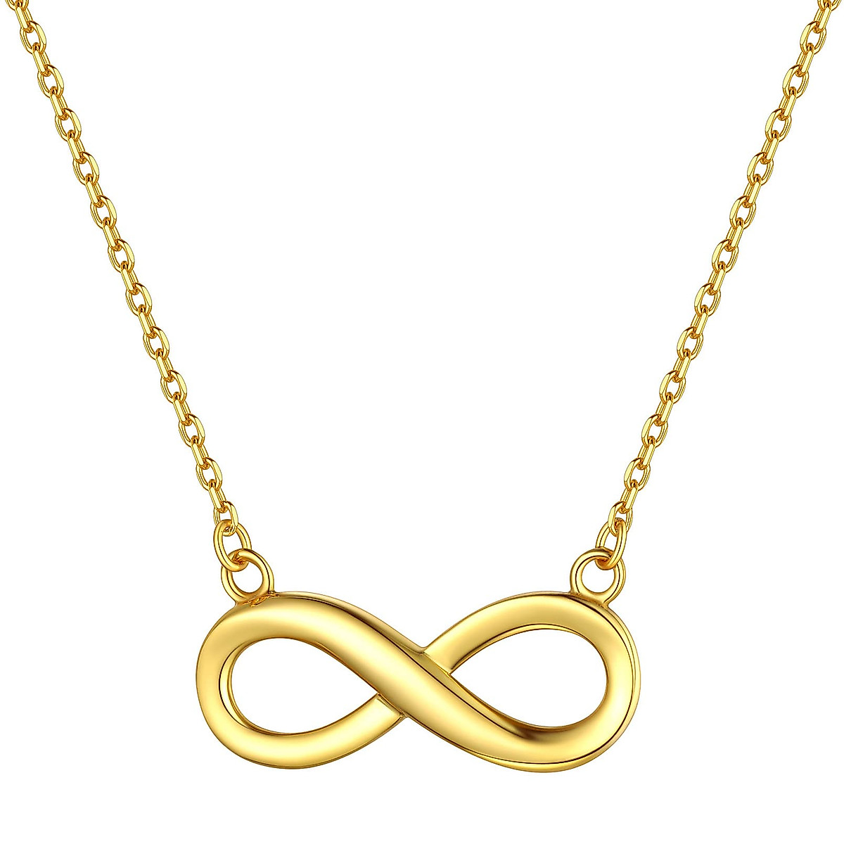 ChicSilver Gold Infinity Necklace for Women 925 Sterling Silver Pendant Necklace Dainty Gold Charm Necklace for Wome