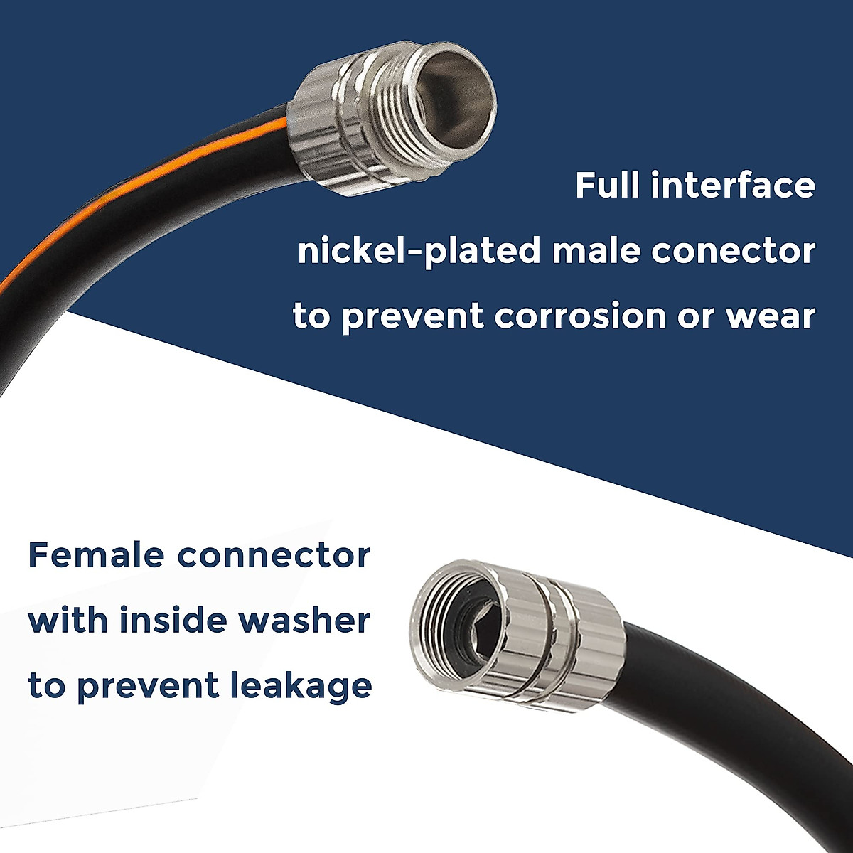 Giraffe Tools Garden Hose 100 ft, 5/8" Rubber Water Hose with Custom Length, Heavy Duty, No Kink, Flexible Gardening Hose with Male to Female Fittings for Garden & Yard