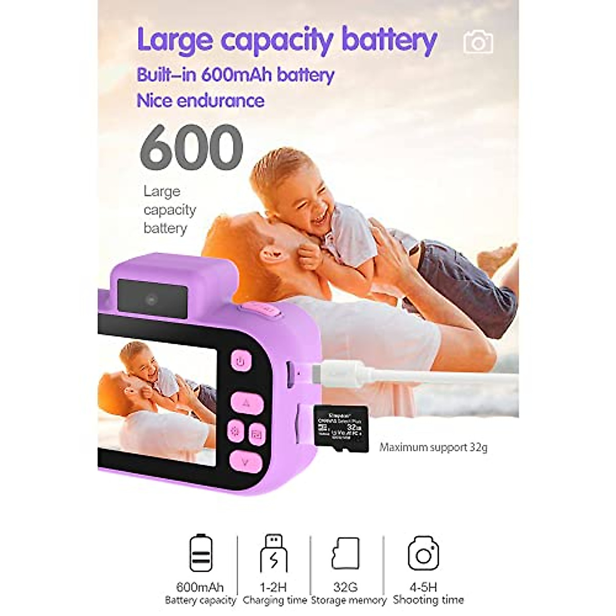 Cute Mini Selfie Camera 4000W Pixel Digital Toy for Boys Girls Students, Digital Camera Screen Kids Camcorde with Soft Lighting Eye Protection Christmas Birthday Festival Gift