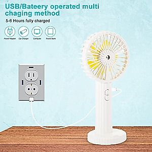 LOUYC Handheld Portable Misting Fan, Rechargeable Battery Operated Hand Held Fan, 3 Speeds/2 Mode Spray Mister Personal Fan,Mini USB Fan for Stylish Kids Girls Women Men Indoor Outdoor Travelling