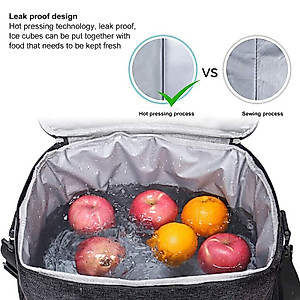 Atyhao Collapsible Cooler Bag with Shoulder Strap, Insulated Cooler Bag Dual Compartments Soft Lunch Bag Leakproof Cooler Portable Tote for Camping, Picnic, Grocery Shopping (Black)