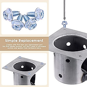 Wokape 6Pcs Heavy Duty Stainless Steel Fire Burn Pot Replacement Parts Set,Icluding 1Pcs Fire Burn Pot and 5Pcs Screws for Grill BBQ Smoker