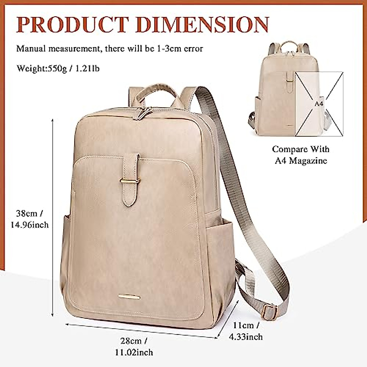UBAYMAX PU Leather Women Backpack Casual Shoulder Bag Fashion Ladies Daypacks Travel Backpack 14 INCH Laptop Backpack