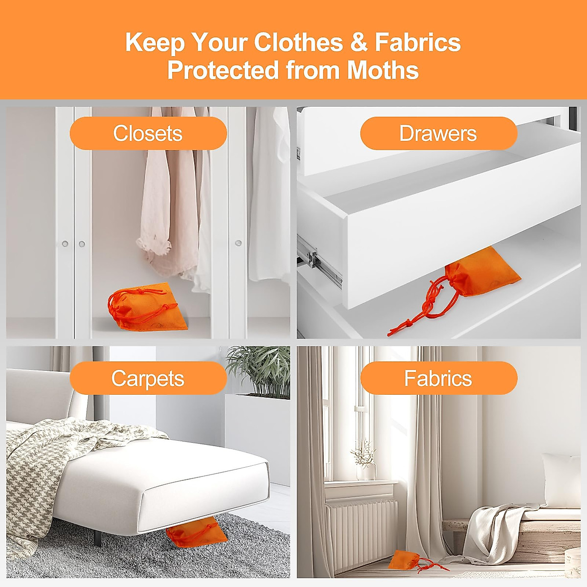 15 Pack Moth Repellent for Closets Made with Plant-Based Ingredients, Effective Moth Repellent for House to Get Rid of Moths from Closets, Drawers, Wardrobes, Storage Boxes, Insect Traps for Indoor