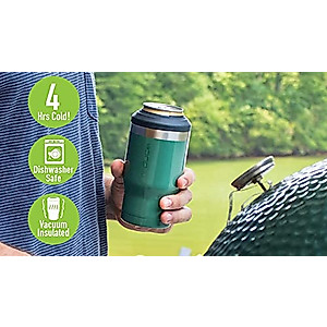 REDUCE 14 oz. Vacuum Insulated Stainless Steel Drink Cooler, 4 Pack Built-in Bottle Opener whit Non-Slip Base 4-in-1 Versatility Colors: Aqua-Red-Orange-Blue (ART1614168)