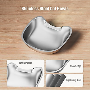 IMIPAW Stainless Steel Cat Bowls: Suitable for Automatic Pet Feeder Cat Whisker Fatigue Relief Friendly Shape and Easy to Clean
