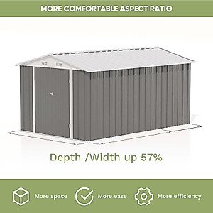 VICTONE Metal Storage Shed for Outdoor, 8' x 12' Steel Yard Shed with Design of Lockable Doors, Utility and Tool Storage for Garden, Backyard, Patio, Outside Use, Grey