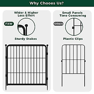 FXW Decorative Garden Metal Fence Temporary Animal Barrier for Yard, 14 Panels+2 Gates, 33'(L)×24"(H), Black