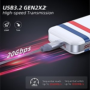 SANZANG 1TB Portable SSD External Solid State Drive - Up to 2000MB/s, USB 3.2 Gen 2x2, Type C, Compatible with PC/Mac/Android/Gaming Consoles