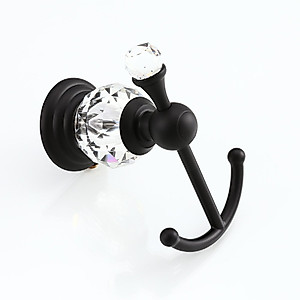 Ruddock Black Oil Brass Bath Towel Hooks Crystal Luxury Antique Bathroom Accessories Wall Mounted (Black)